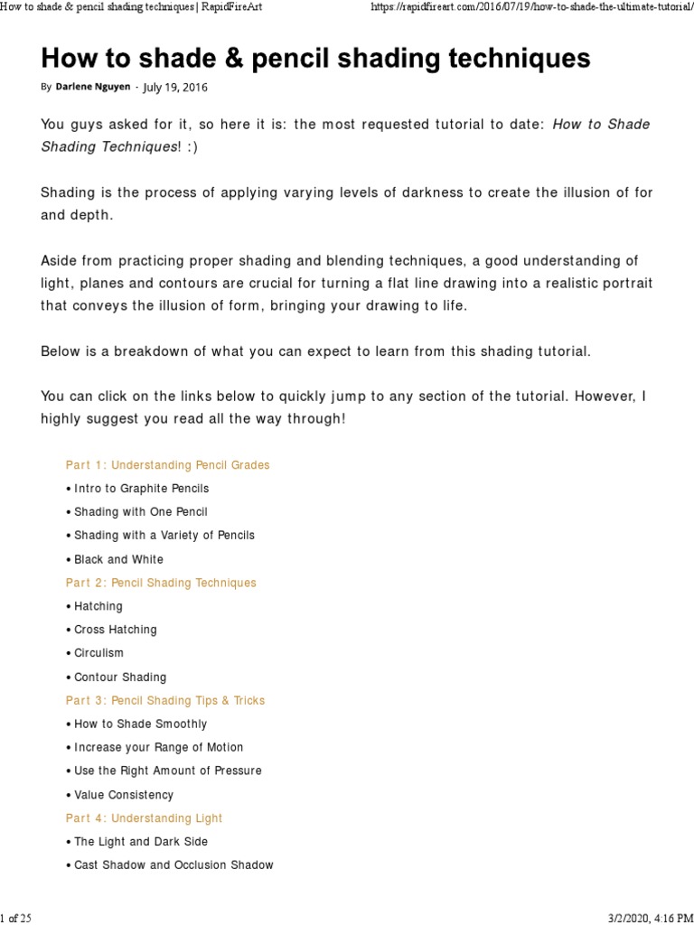 How To Shade & Pencil Shading Techniques - RapidFireArt | PDF | Drawing ...