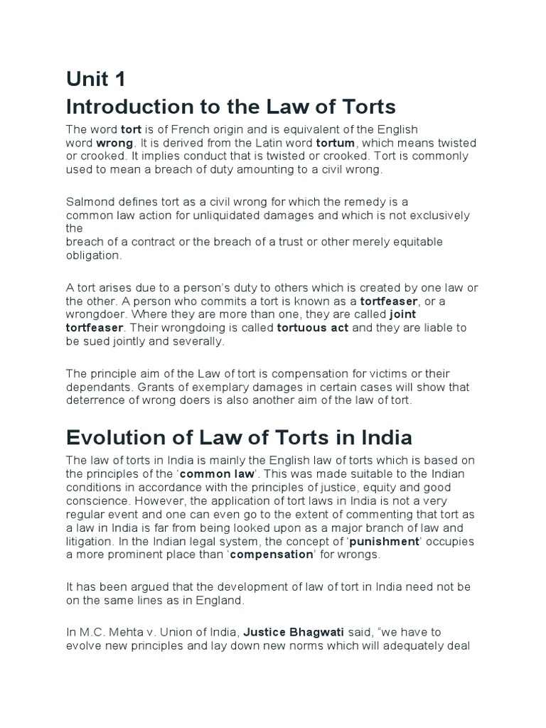 Law of Torts New Syllabus 2020 | PDF | Tort | Damages