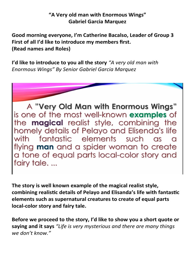 A Very Old Man With Enormous Wings | PDF | Gabriel García Márquez