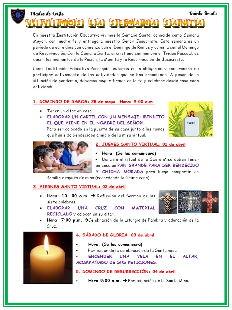 Actividades de Semana Santa en Casa | PDF | Pascua de Resurrección ...