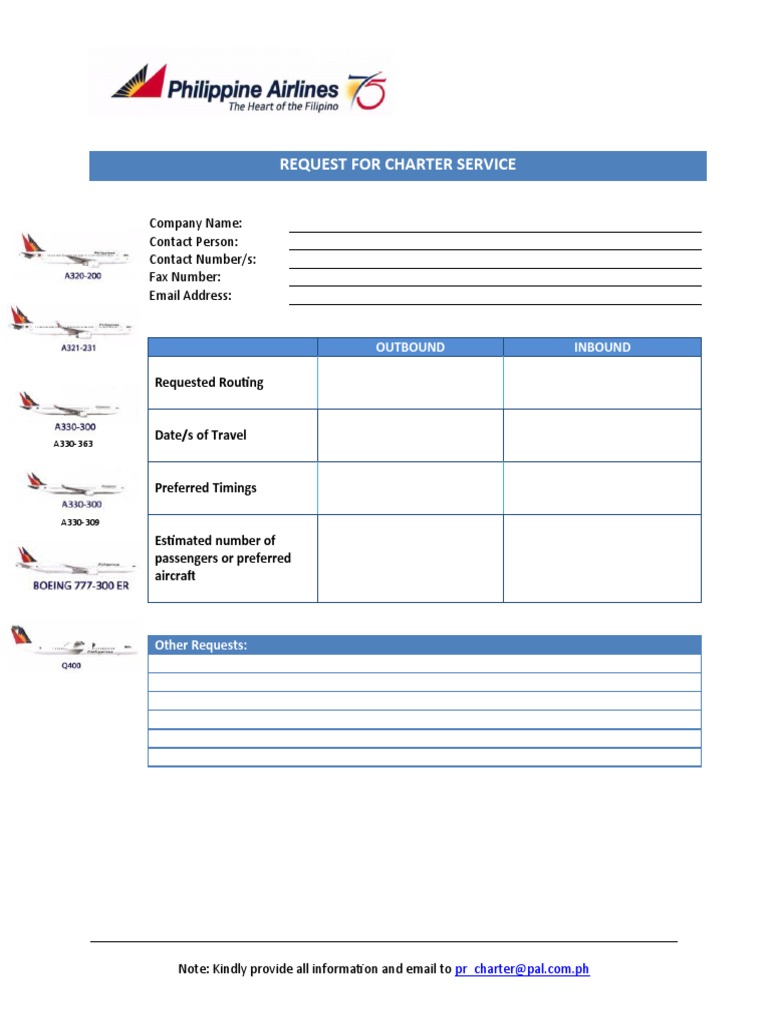Request For Charter Service | PDF