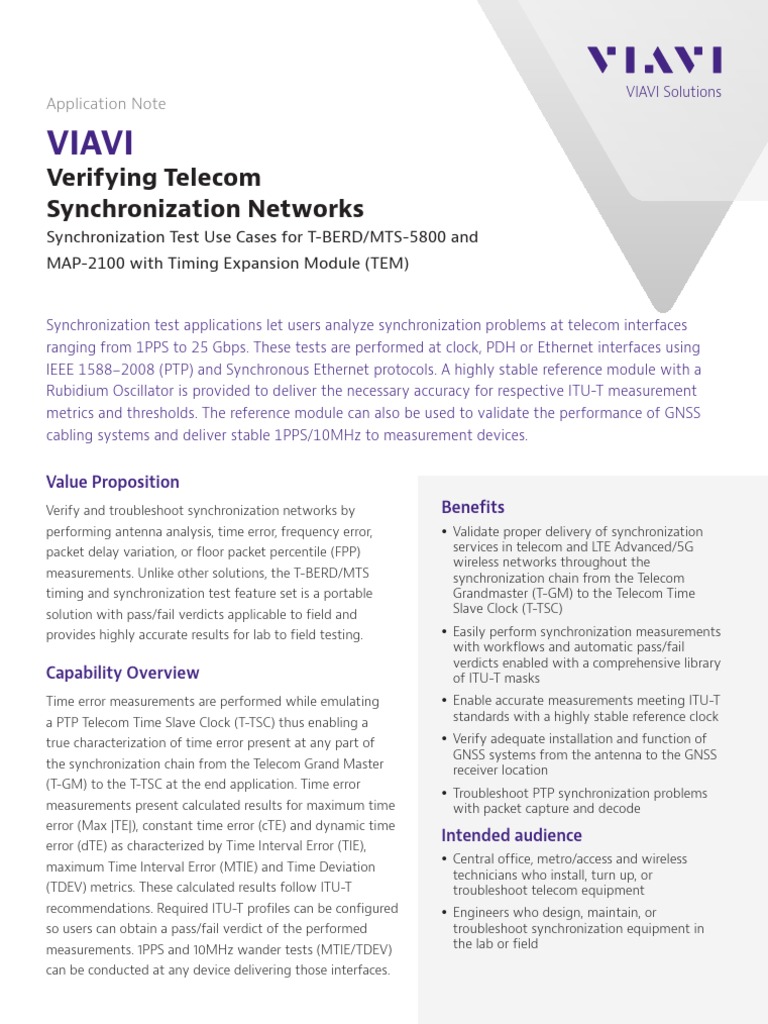 Verifying Telecom Synchronization Networks Application Notes en | PDF ...