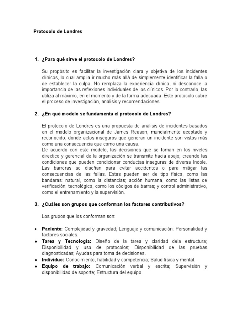 Protocolo de Londres | PDF | Toma de decisiones | Comunicación