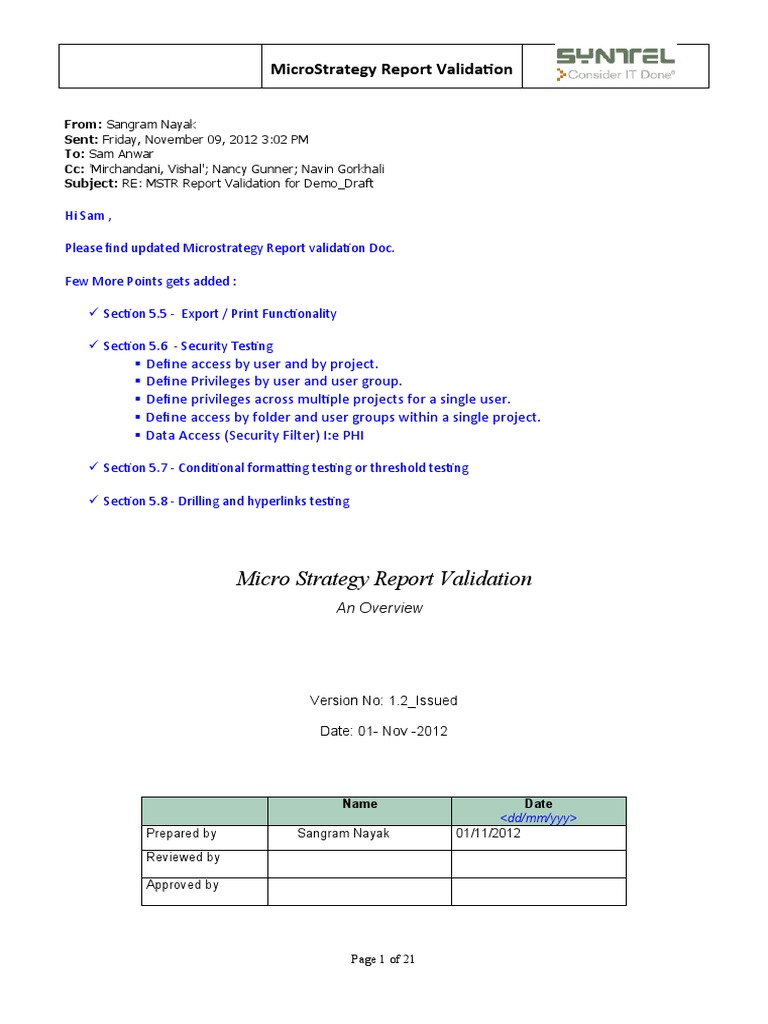 MSTR Report Validation - An Overview - Issue | PDF | Microsoft Access ...