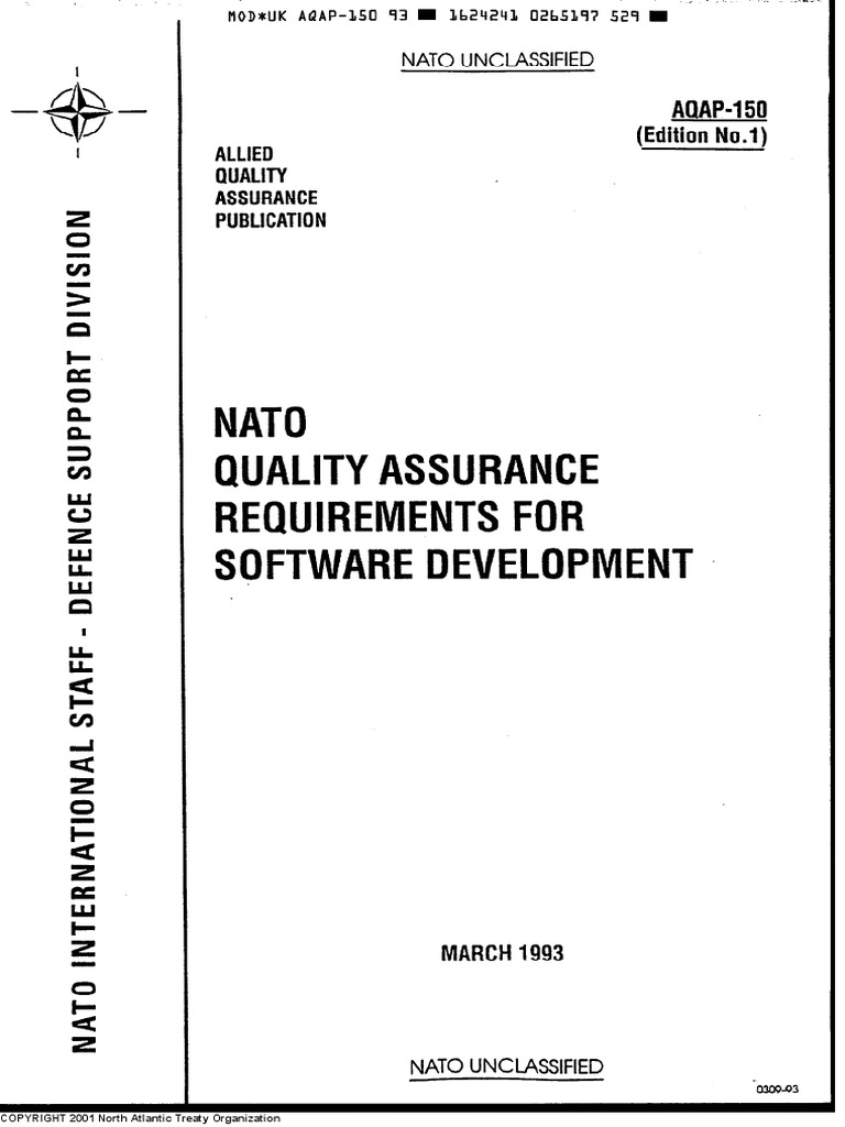 AQAP-150 (NATO QA Req For SW Dev) | PDF