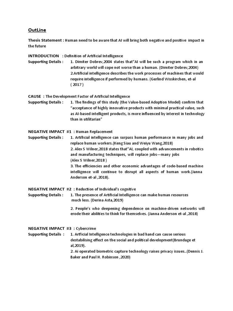 Outline: Thesis Statement | PDF | Artificial Intelligence ...