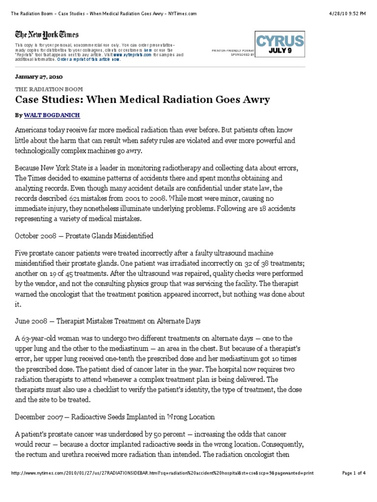 The Radiation Boom - Case Studies - When Medical Radiation Goes Awry ...