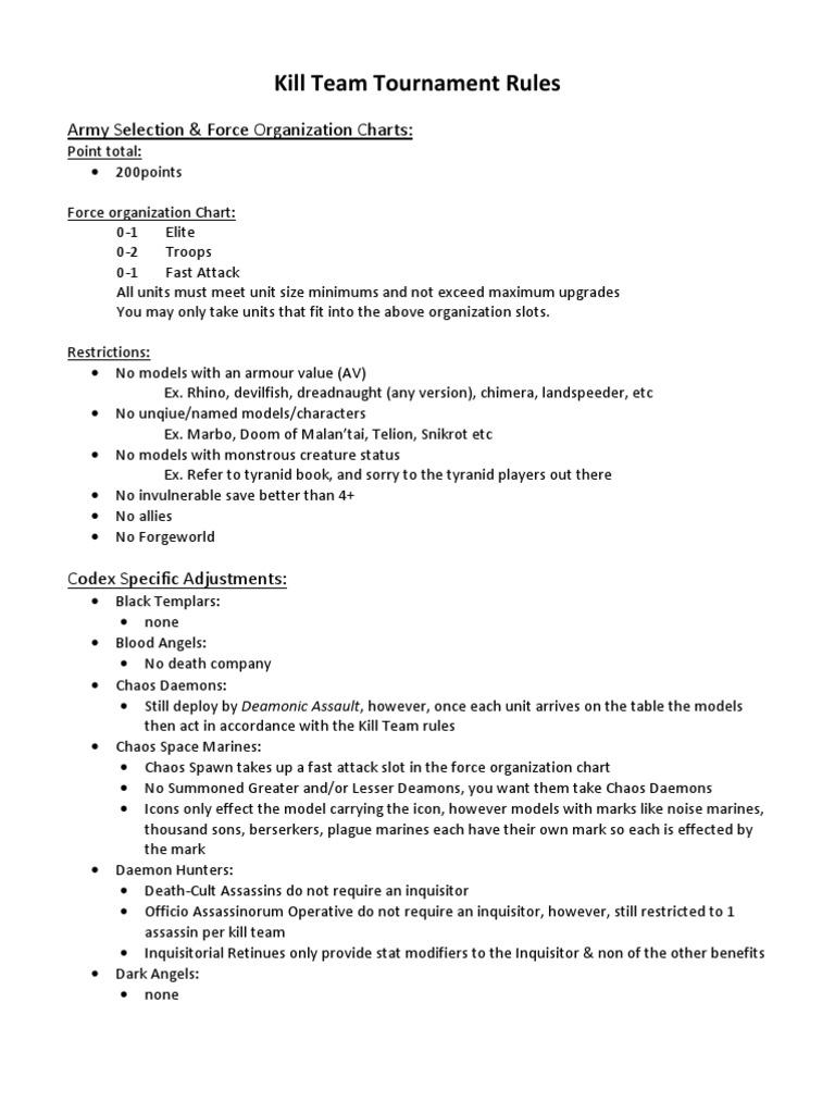 wh40k KILL TEAM RULES | PDF | Violence | Leisure