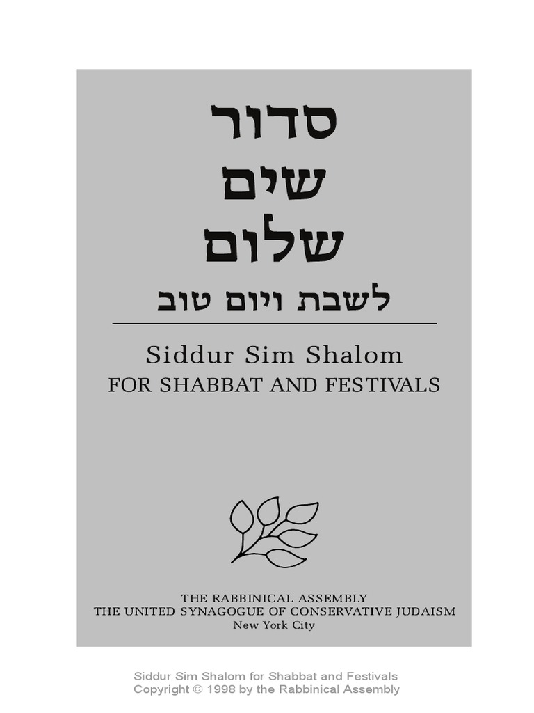 Shabbat and Festival Morning SIDDUR SIM SHALOM | PDF | Jewish Holidays | Jewish Prayer