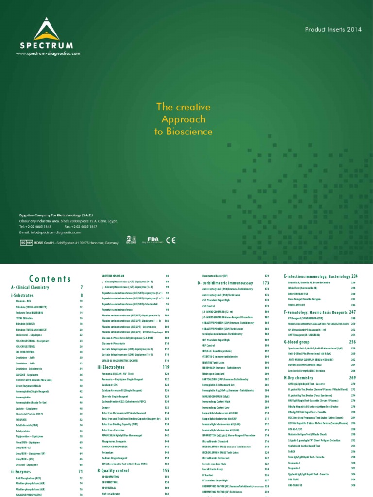 Spectrum Diagnostics Products List 2014-2015 | PDF | Blood Plasma ...