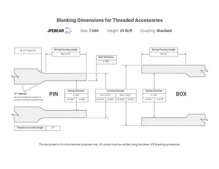 JFE Tools Blanking Dimensions | PDF