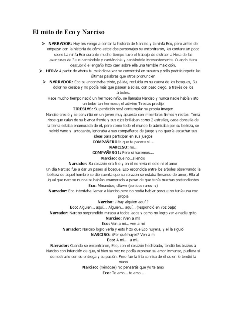 Libreto Eco y Narciso | PDF | Hera