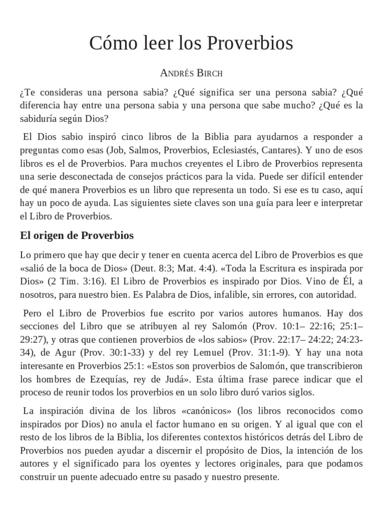 Como Leer Proverbios | PDF
