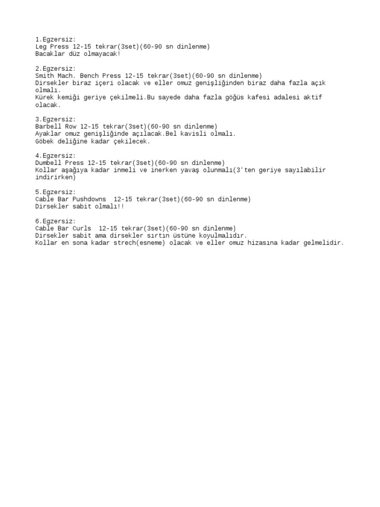 İlk Ay Full Body Antrenman | PDF