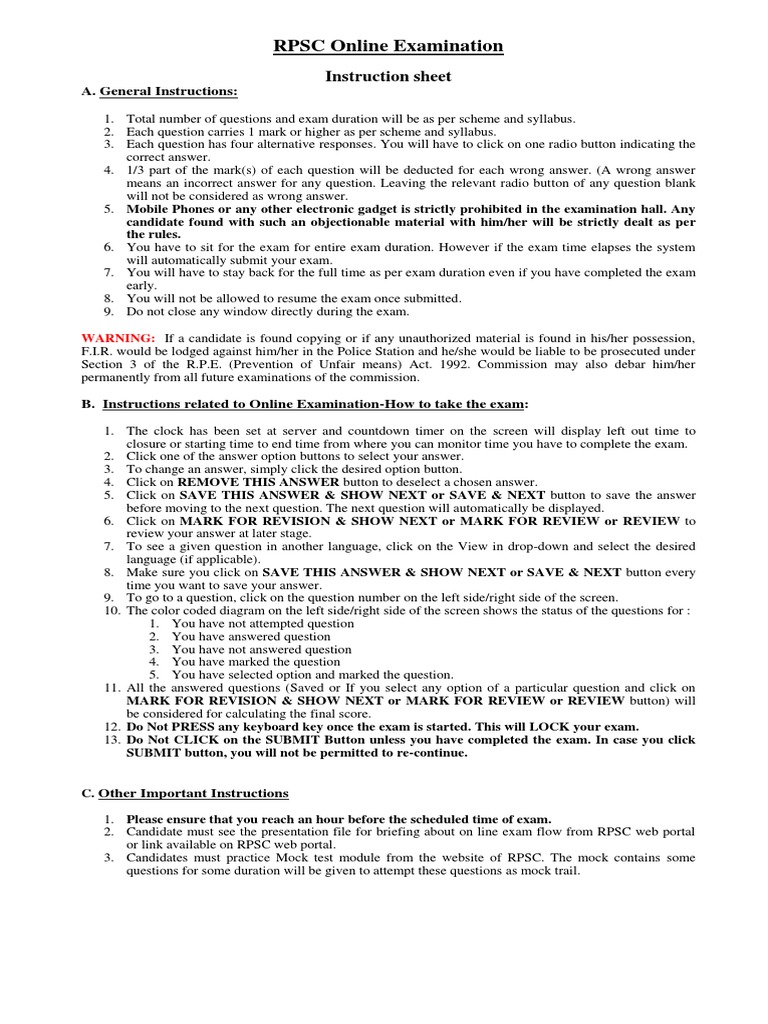 Online Exam Instructions | PDF | Software | Computing