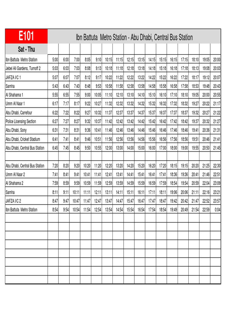 105 - Route E101 JP - Timetable | PDF