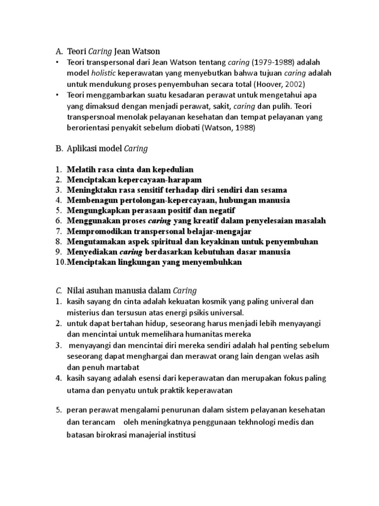 Teori Caring Jean Watson | PDF