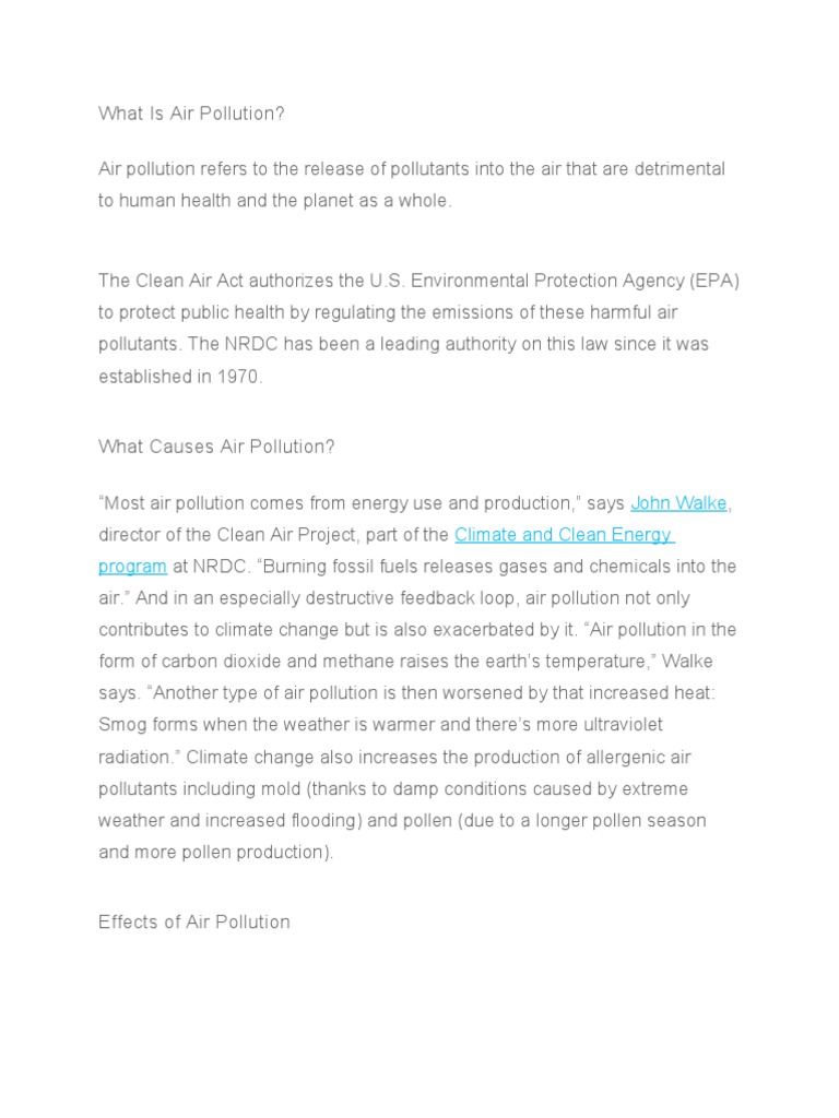 John Walke Climate and Clean Energy Program | PDF | Air Pollution ...