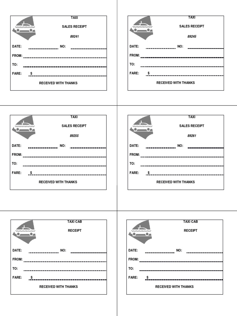 Taxi Bill Template Word | PDF