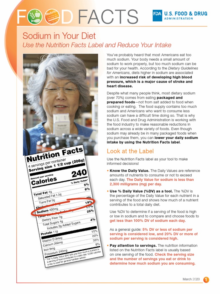 Reduce Sodium Intake with Labels | PDF | Salt | Nutrition Facts Label