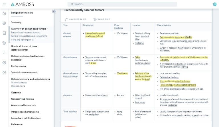 Benign Bone Tumors - AMBOSS | PDF | Bone | Diseases And Disorders
