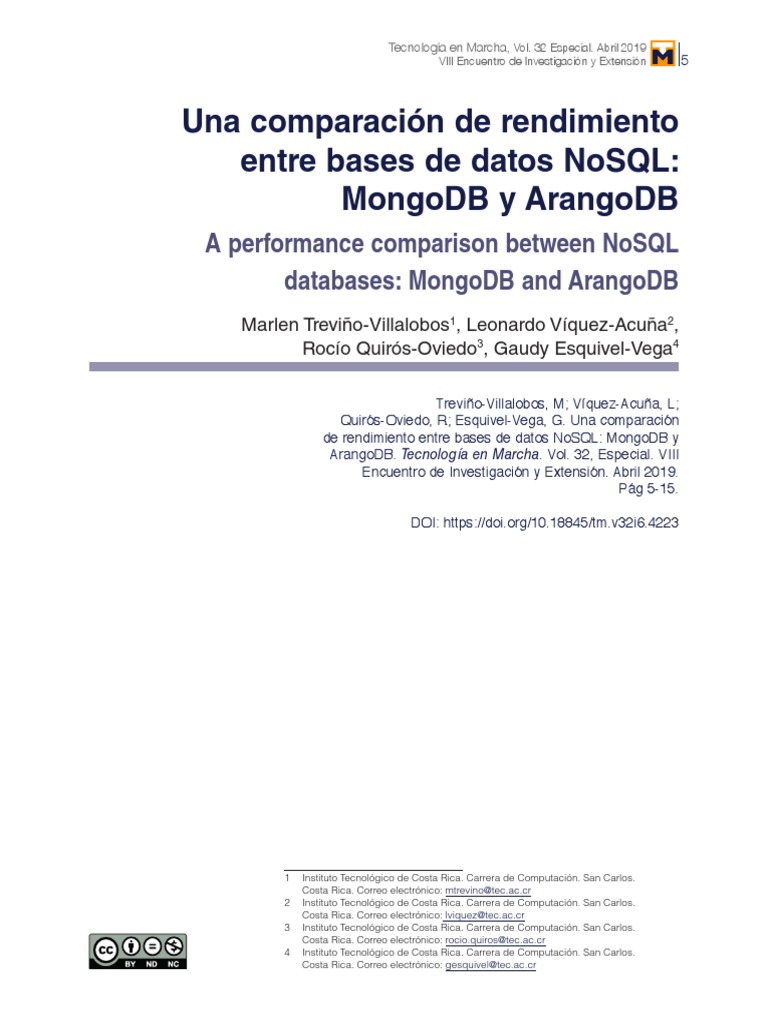 Una Comparación de Rendimiento Entre Bases de Datos Nosql: Mongodb Y Arangodb | PDF | No Sql ...