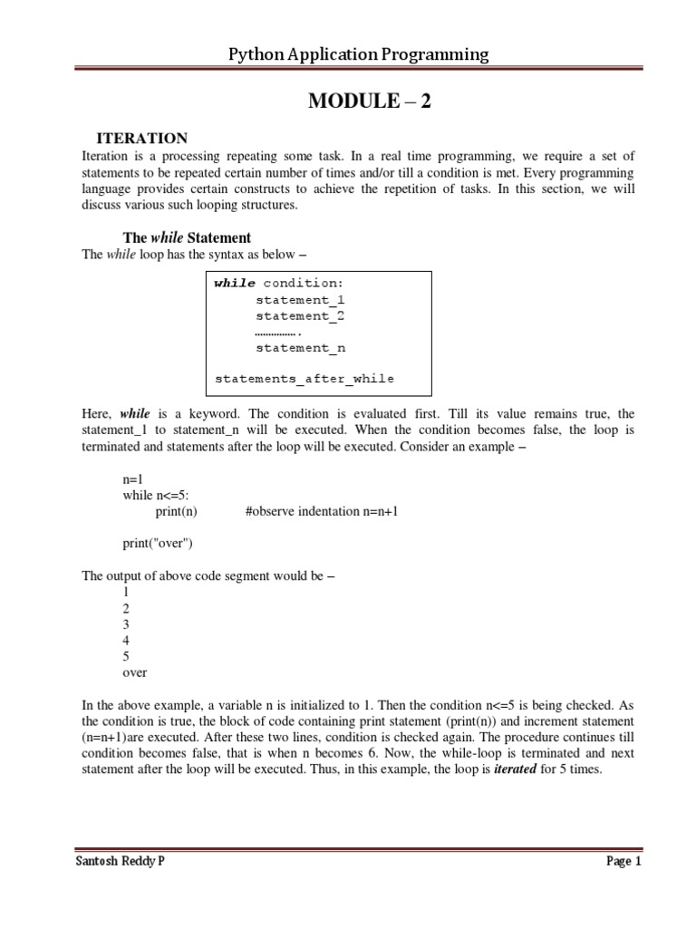Module 2 Iteration | PDF | Control Flow | Computer Programming Module 2 Iteration | PDF | Control Flow | Computer Programming