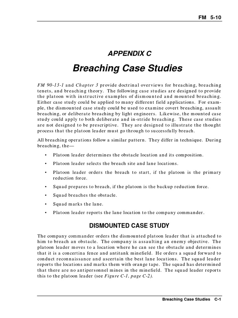 Breaching Case Studies: Appendix C | PDF | Platoon | Land Mine