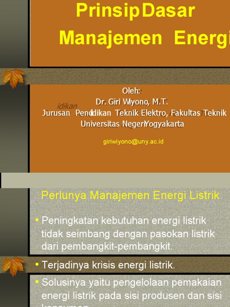 Prinsip Manajemen Energi Listrik | PDF