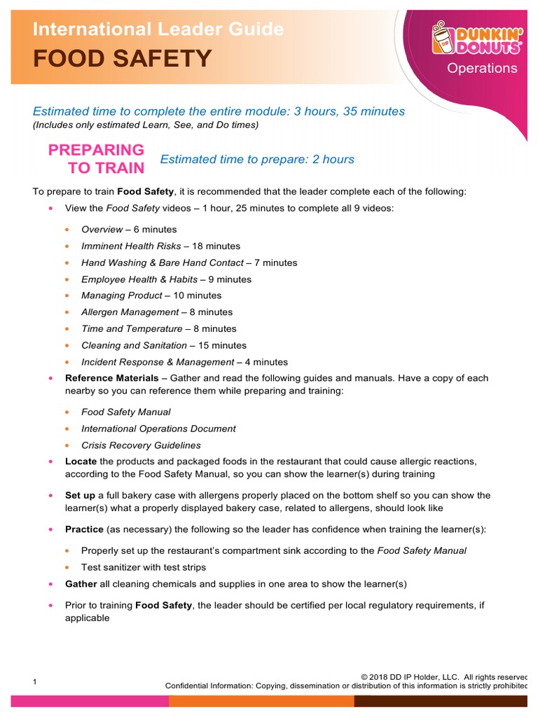 Dunkin Food Safety Material | PDF | Allergen | Foods