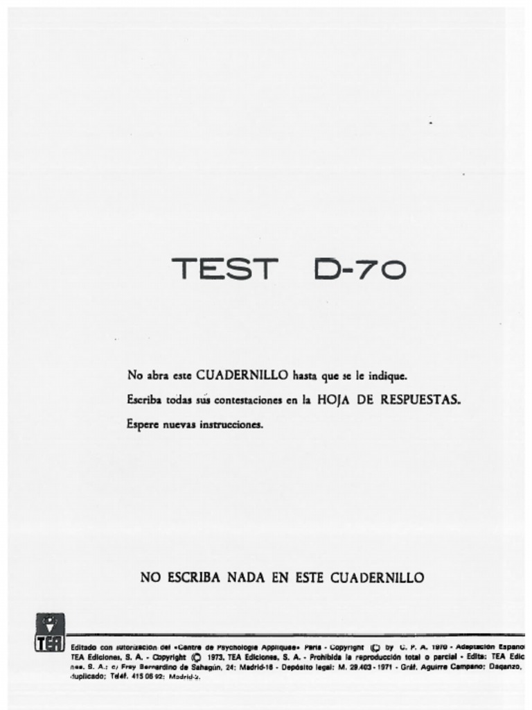 TEST D70 - Cuadernillo | PDF
