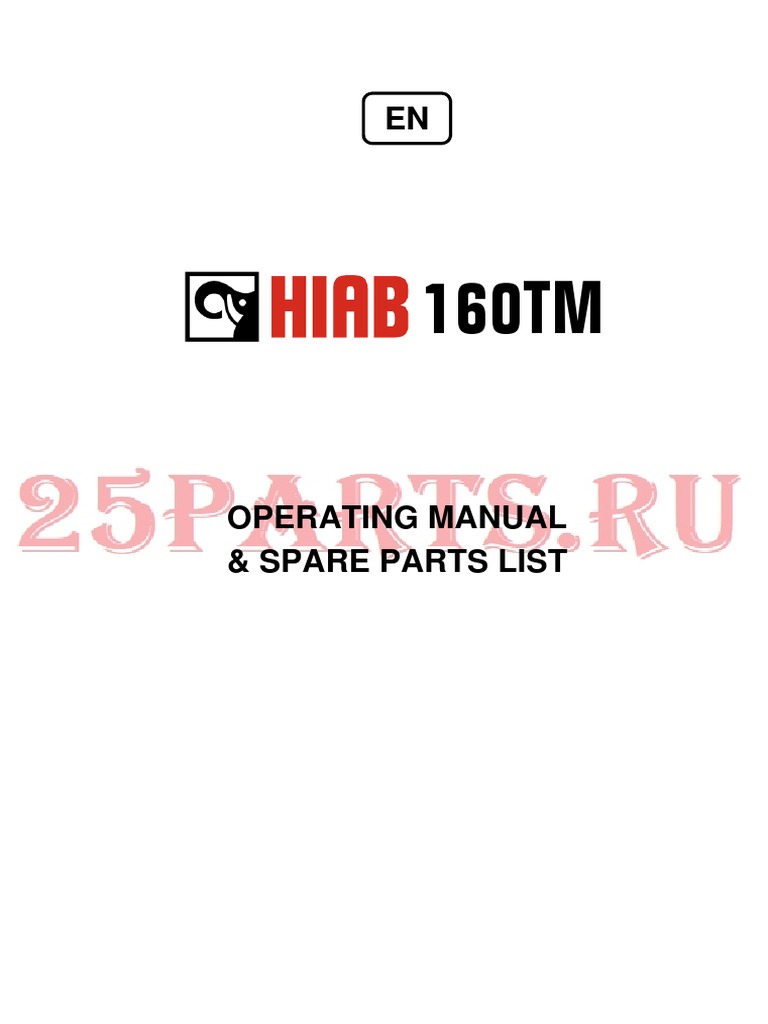 Hiab 160TM Crane Manual & Parts List | PDF | Crane (Machine ...