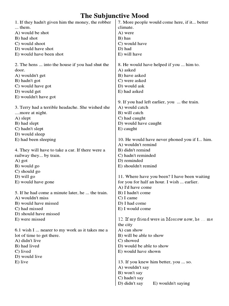 Subjunctive Mood | PDF