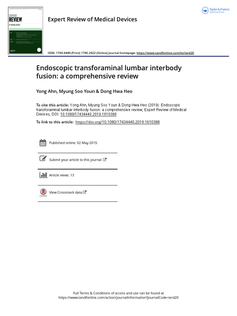 2019 Fusión Intersomática Lumbar Transforaminal Endoscópica. Revisión ...