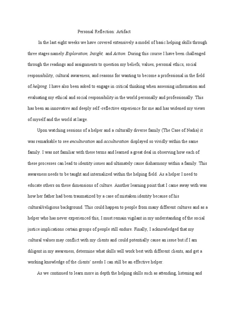Personal Reflection Helping Relationship | PDF | Identity (Social ...