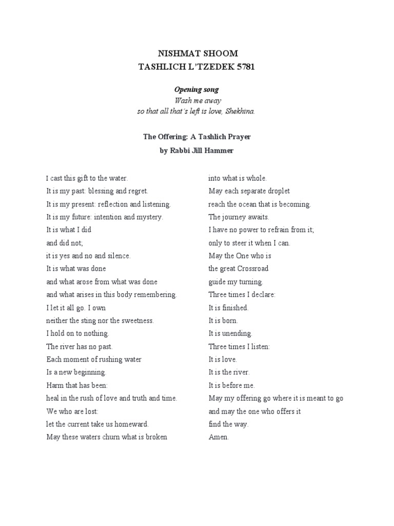 5781 Tashlich Ritual Guide | PDF | High Holy Days | Jews