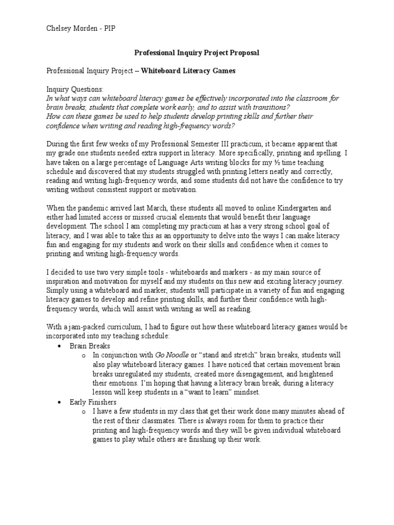 Pip Proposal | PDF | Literacy | Educational Psychology