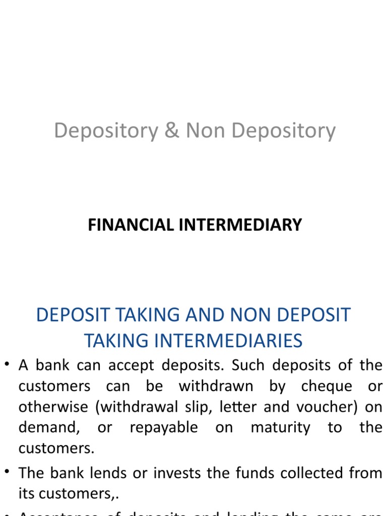 Depository & Non Depository: Financial Intermediary | PDF | Pension ...