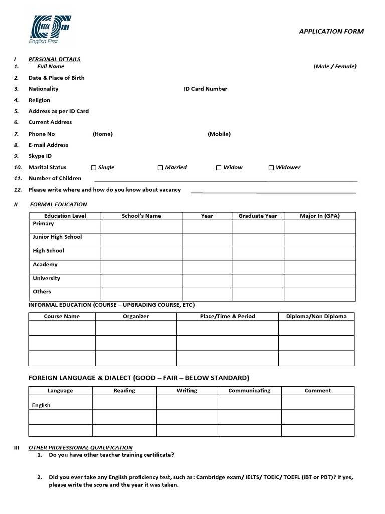 Application Form NNT EF | PDF | Diploma | Wellness