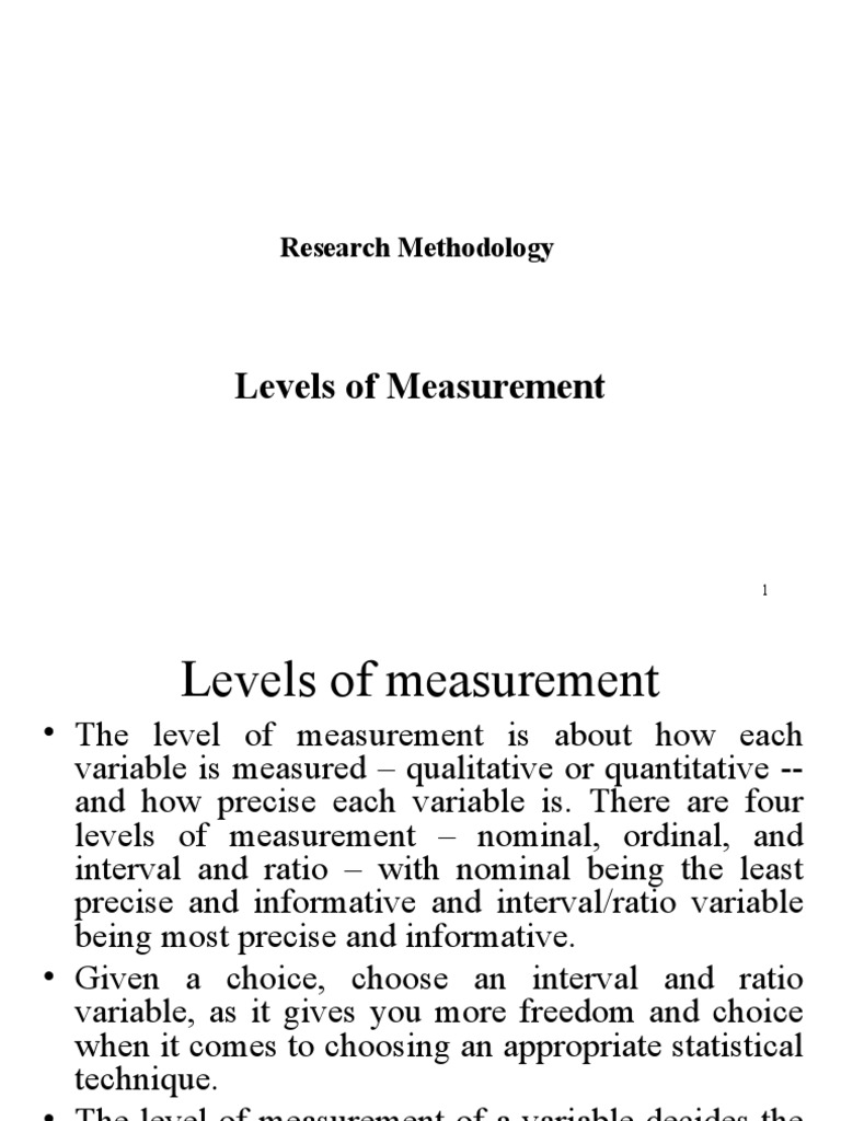 Levels of Measurement: Research Methodology | Download Free PDF | Level Of Measurement | Statistics