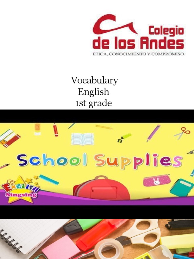 1st Grade School Supplies Vocabulary | PDF