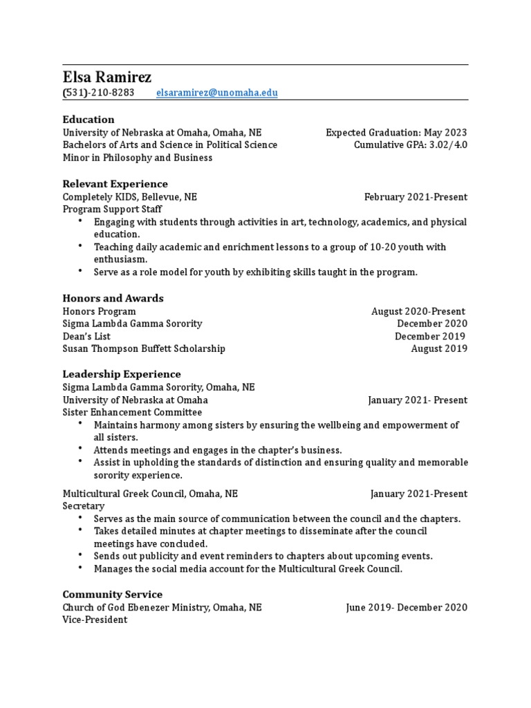 Ramirez Elsa Resume 2021 | PDF | Fraternities And Sororities | Human Nature