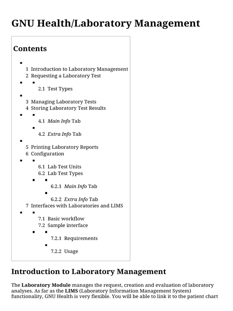 GNU Health - Laboratory Management - Wikibooks, Open Books For An Open World | PDF ...
