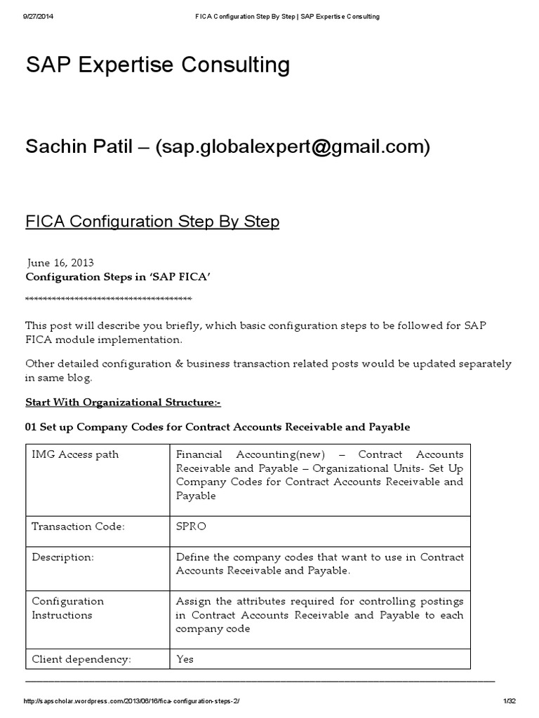 Step-by-Step SAP FICA Configuration Guide | PDF | Clearing (Finance ...