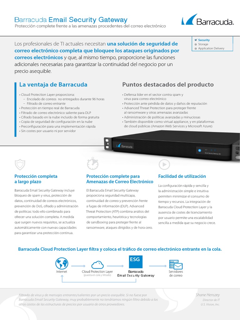 Barracuda Email Security Gateway DS ESG 4-5 ES | PDF | Computación en la nube | Cibercrimen