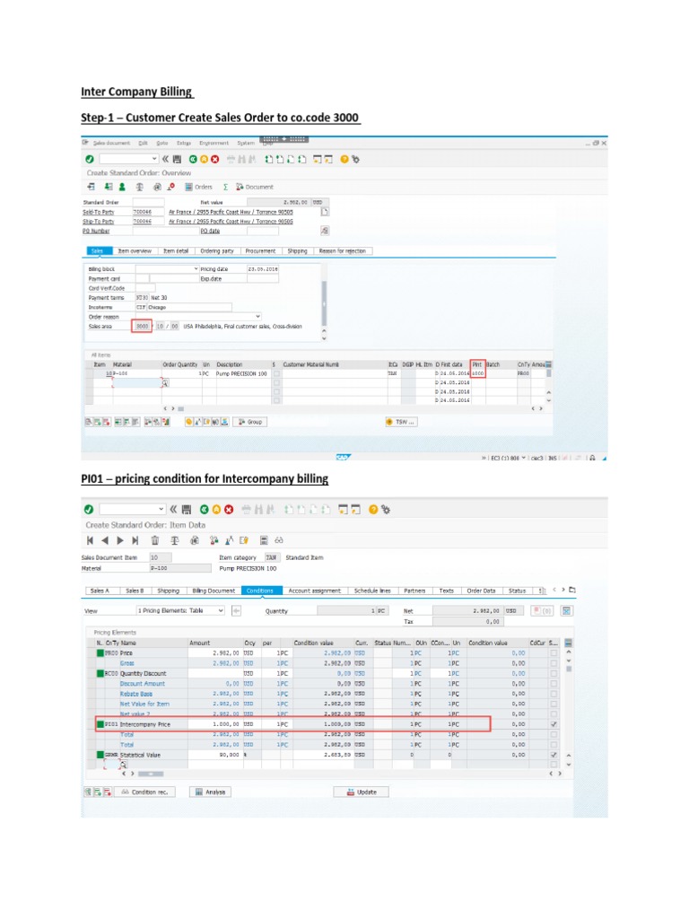 Inter Company Billing Step 1 Customer CR | PDF