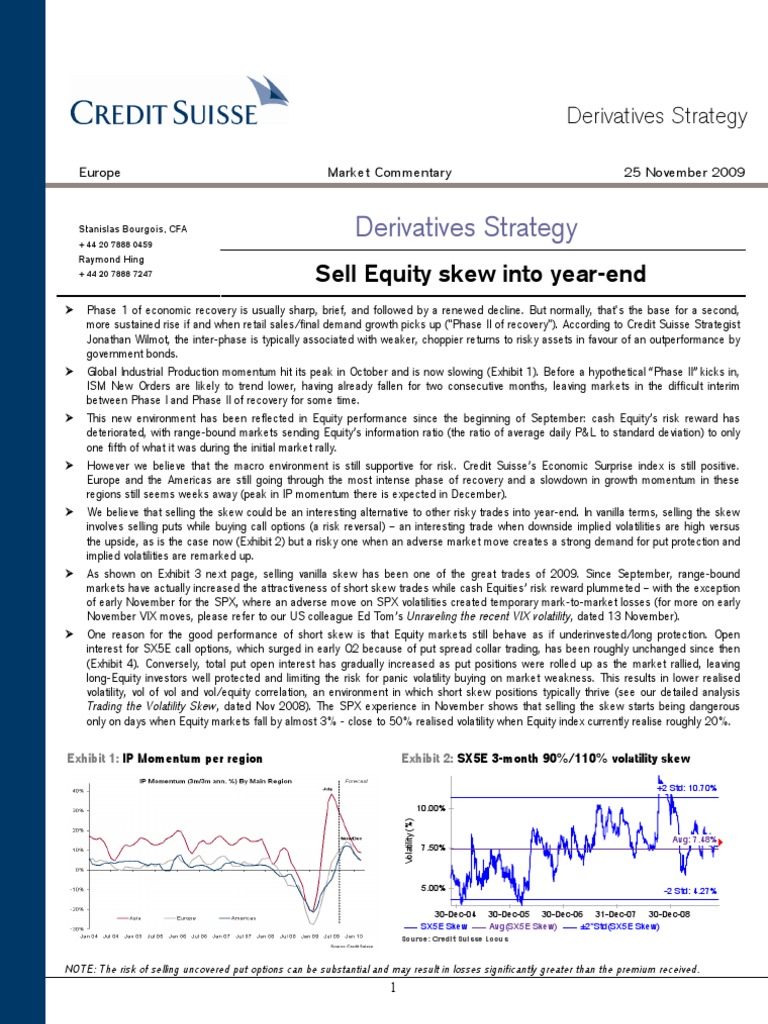 Credit Suisse - Sell SX5E Skew | PDF | Vix | Derivative (Finance)