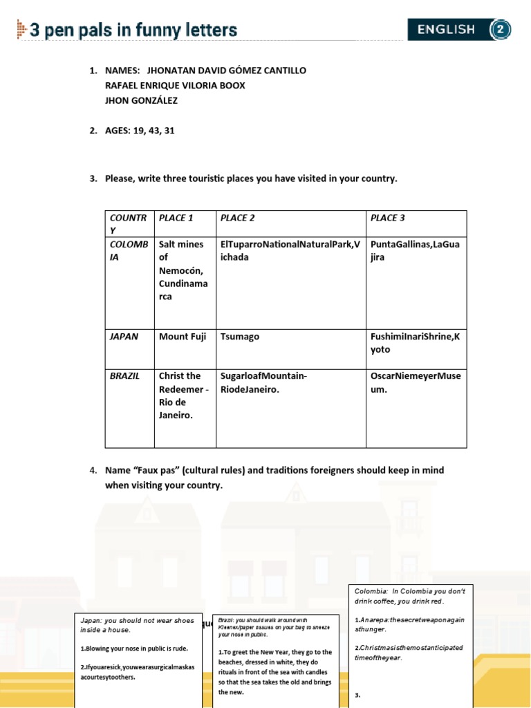 Pen Pal Application Form | PDF | English Language | Linguistics