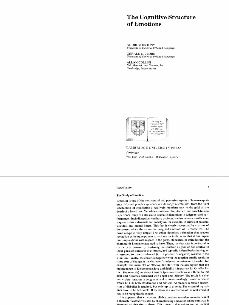 Cognitive Structure of Emotions | PDF | Affect (Psychology) | Emotions