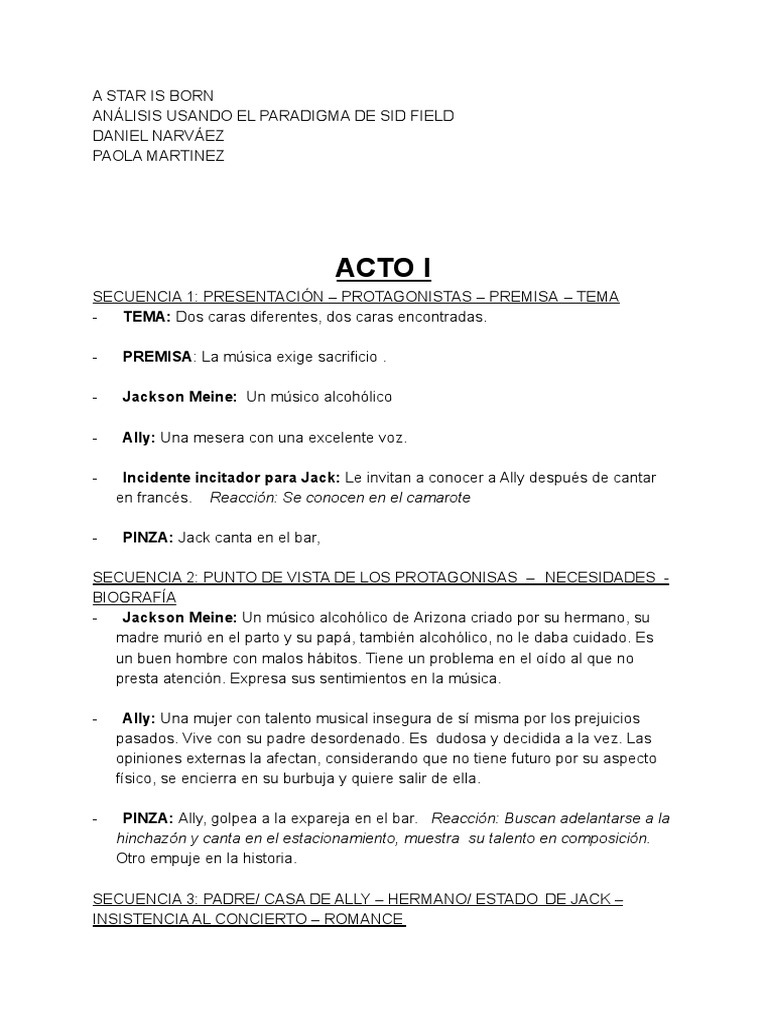 Análisis de "A Star Is Born" en Acto I | PDF